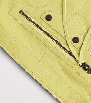 Balenciaga Mini Lambskin Le City Moto Shoulder Bag - Yellow