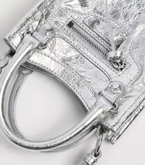 Balenciaga Lambskin Le City Tote Phone Holder - Silver