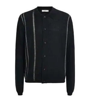 Commas Cotton-cashmere Stripe Cardigan - Black
