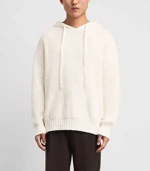 Commas Cotton Knit Hoodie - White