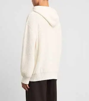 Commas Cotton Knit Hoodie - White