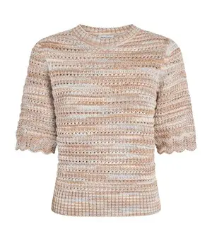 Veronica Beard Cotton-blend Short-sleeve Sweater - Beige