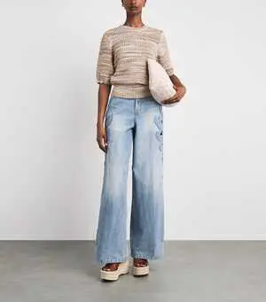 Veronica Beard Cotton-blend Short-sleeve Sweater