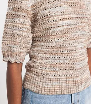 Veronica Beard Cotton-blend Short-sleeve Sweater