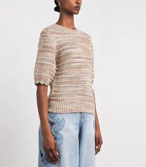 Veronica Beard Cotton-blend Short-sleeve Sweater