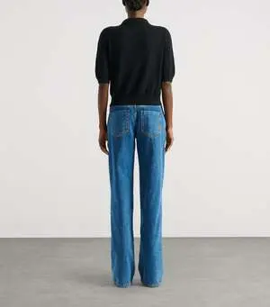 Balmain Merino Wool Openwork Crop Polo Shirt