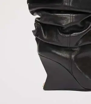 Balmain Suede Knee-high Wedge Boots 95
