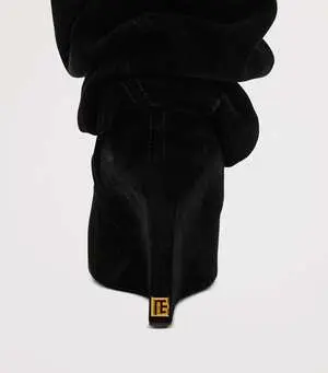 Balmain Suede Knee-high Wedge Boots