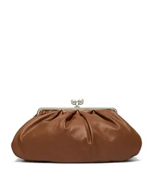 Max Mara Large Leather Pasticcino Clutch Bag - Brown