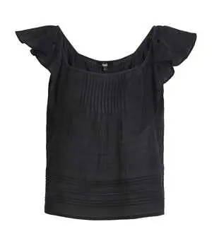 Paige Frilled Oaks Blouse - Black