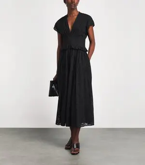 Tory Burch Broderie Anglaise Midi Dress - Black