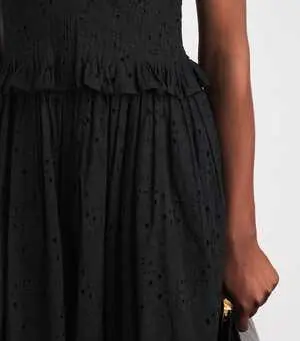 Tory Burch Broderie Anglaise Midi Dress - Black