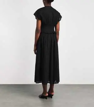 Tory Burch Broderie Anglaise Midi Dress - Black