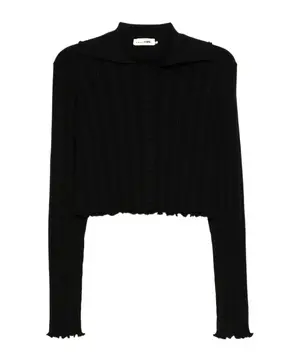 JIL SANDER Frilled Cardigan - Black