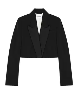 Givenchy Cropped Jacket In Wool And Mohair - Black