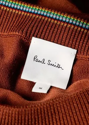 Paul Smith Rust Brown Washable Merino Wool Sweater
