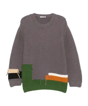 You Must Create Color-blocked Patchwork Sweater - Grey
