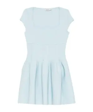 Simkhai Square-neck Flared Mini Dress - Light Blue