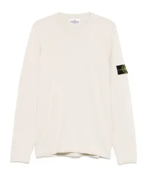 Stone Island Logo Patch Crewneck Sweater - Sand