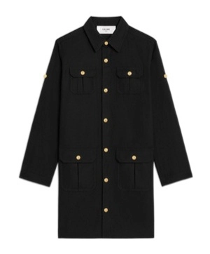 Celine Reporter Mini Dress In Cotton Twill - Black