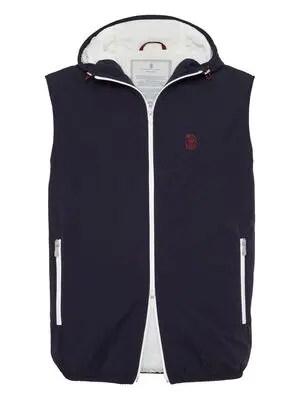 Brunello Cucinelli Water-resistant Hooded Vest With Embroidered Logo - Multicolor