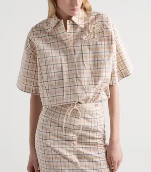 Prada Cotton Embroidered Check Shirt