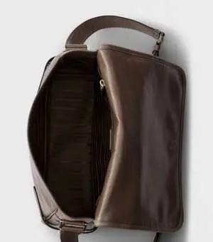 Prada Medium Leather Flap Shoulder Bag - Grey