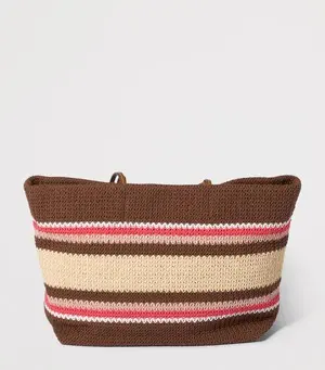 Miu Miu Woven Stripe Tote Bag - Brown