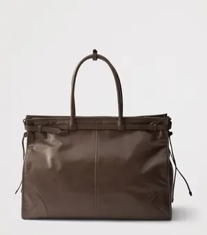 Prada Calfskin Bonnie Tote Bag - Grey