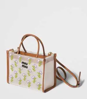 Miu Miu Embroidered Mesh Top-handle Bag