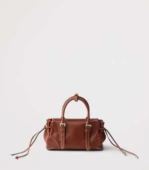 Prada Small Leather Bonnie Top-handle Bag - Brown