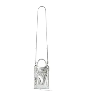 Balenciaga Lambskin Le City Tote Phone Holder - Silver