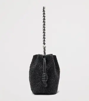 Loewe Medium Beaded Lion Flamenco Clutch Bag - Black