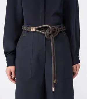 Max Mara Waxed Cotton Belt With Gold Tone Tips