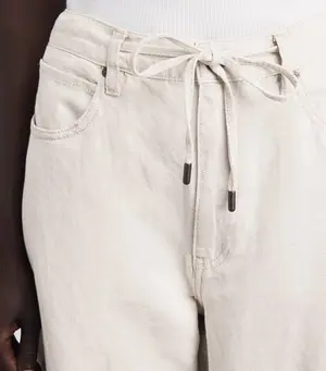FRAME Drawstring Off-duty Straight Jeans - Ivory