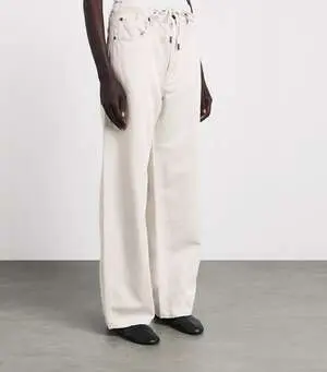 FRAME Drawstring Off-duty Straight Jeans - Ivory