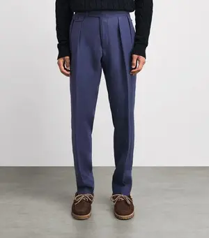 Polo Ralph Lauren Linen Pleated Trousers - Blue
