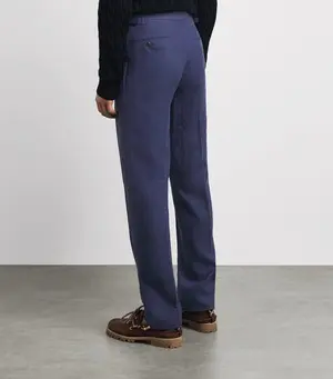 Polo Ralph Lauren Linen Pleated Trousers - Blue