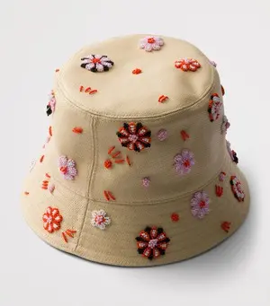 Prada Beaded Floral Bucket Hat