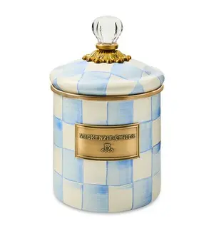MACKENZIE-CHILDS Small Sky Check Cannister - Blue
