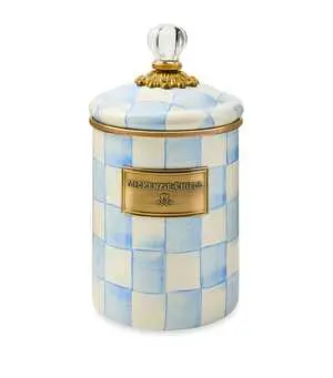 MACKENZIE-CHILDS Medium Sky Check Cannister - Blue