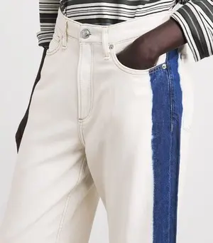 Rag & Bone Featherweight Logan Mid-rise Wide-leg Jeans With Bleached Stripe - Ivory