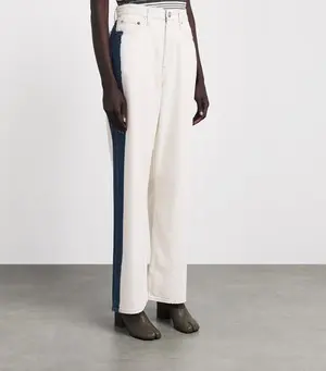 Rag & Bone Featherweight Logan Mid-rise Wide-leg Jeans With Bleached Stripe - Ivory