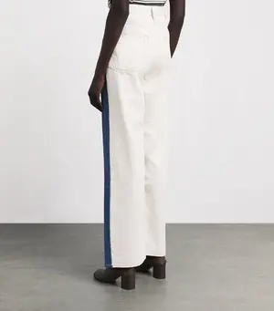 Rag & Bone Featherweight Logan Mid-rise Wide-leg Jeans With Bleached Stripe - Ivory