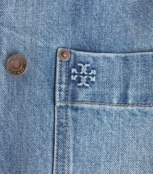 Tory Burch Barn Denim Jacket With Signature T Monogram Detail