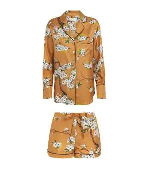 Olivia Von Halle Silk Carmena Alba Pyjama Set - Orange