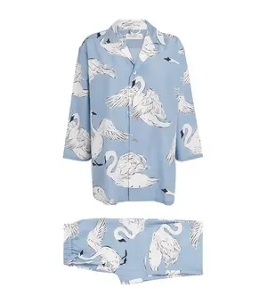 Olivia Von Halle Cotton-silk Casablanca Laia Pyjama Set - Blue