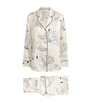 Olivia Von Halle Silk Lila Blanca Swan Pyjamas - Nude