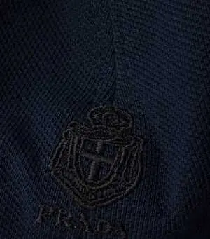 Prada Cotton Piqué Baseball Cap With Embroidered Crest
