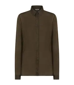 TOM FORD Silk Chiffon Crocodile Jacquard Shirt